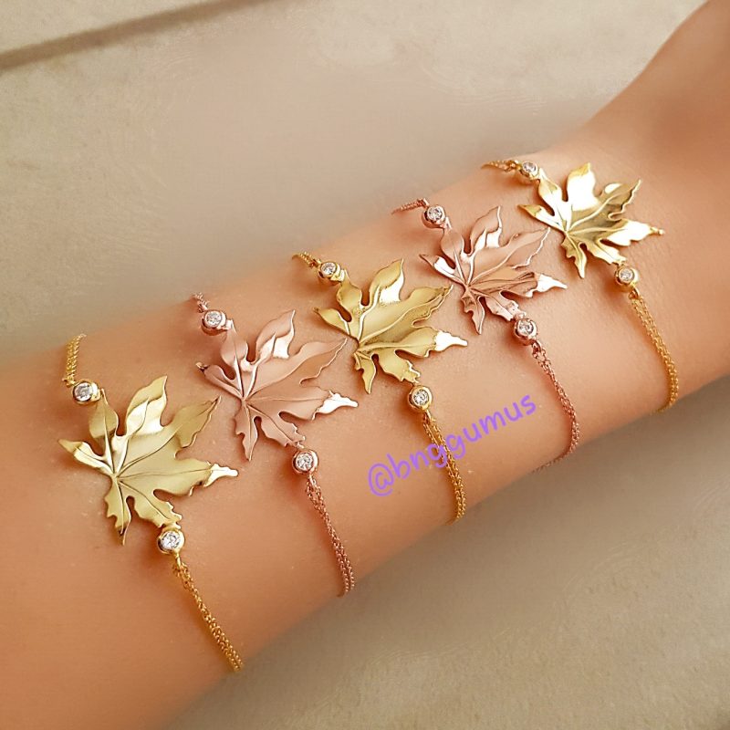 ÇINAR YAPRAKLI BİLEKLİK (ROSE) - BNG Gümüş