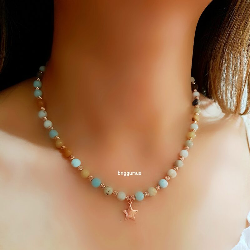 Amazonit Taşı Kolye - BNG Gümüş